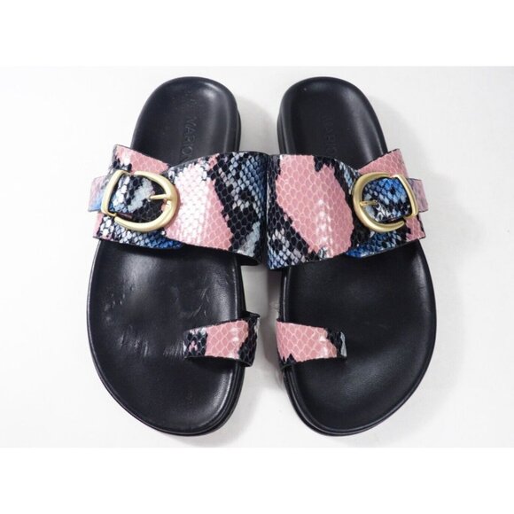 MARION | Shoes | Marion Parke Cyrus Python Print Buckle Slide Sandals ...